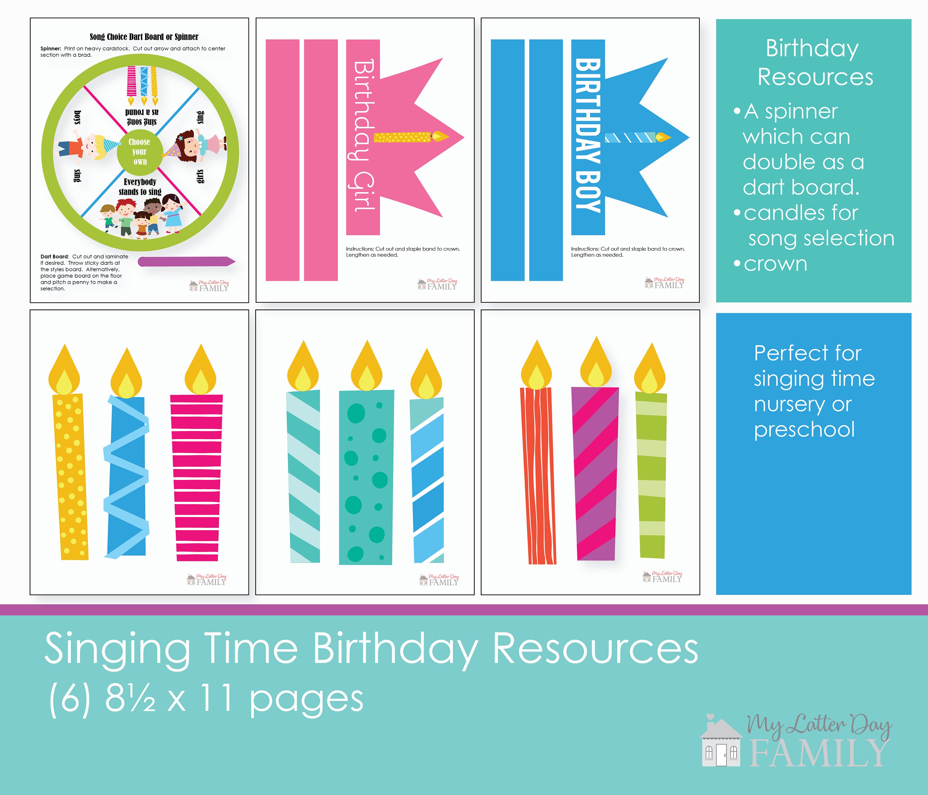 Music Time Birthday Resources Activities Printable Spinner Singing Time ...