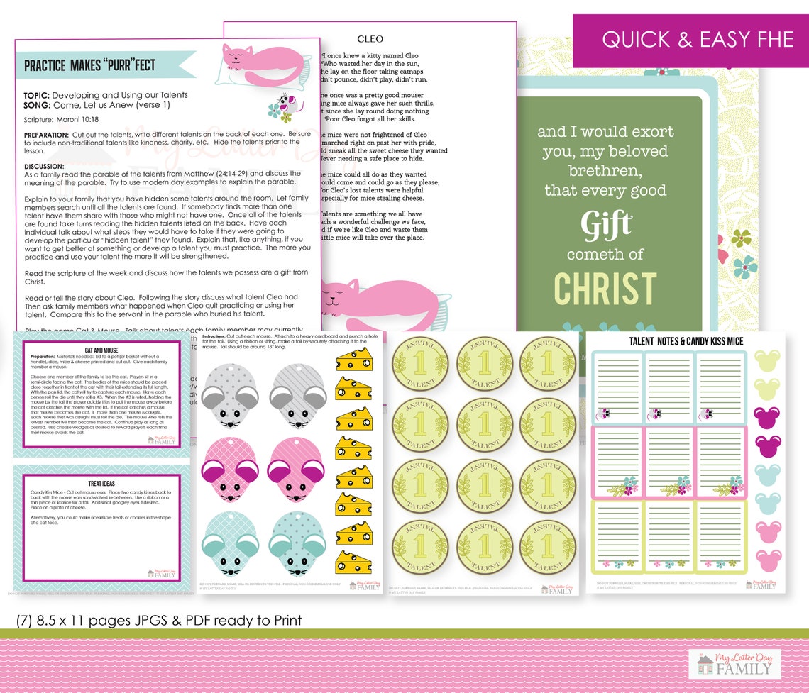 FHE Lesson Plan on Developing Talents Complete With Graphics Printable ...