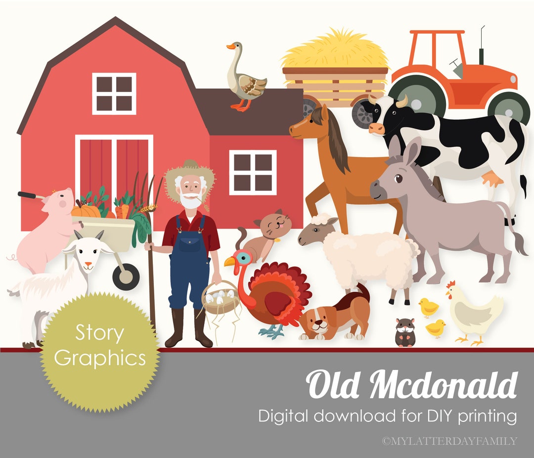 Old Mcdonald Song Graphics for Printable DIGITAL Instant Download ...