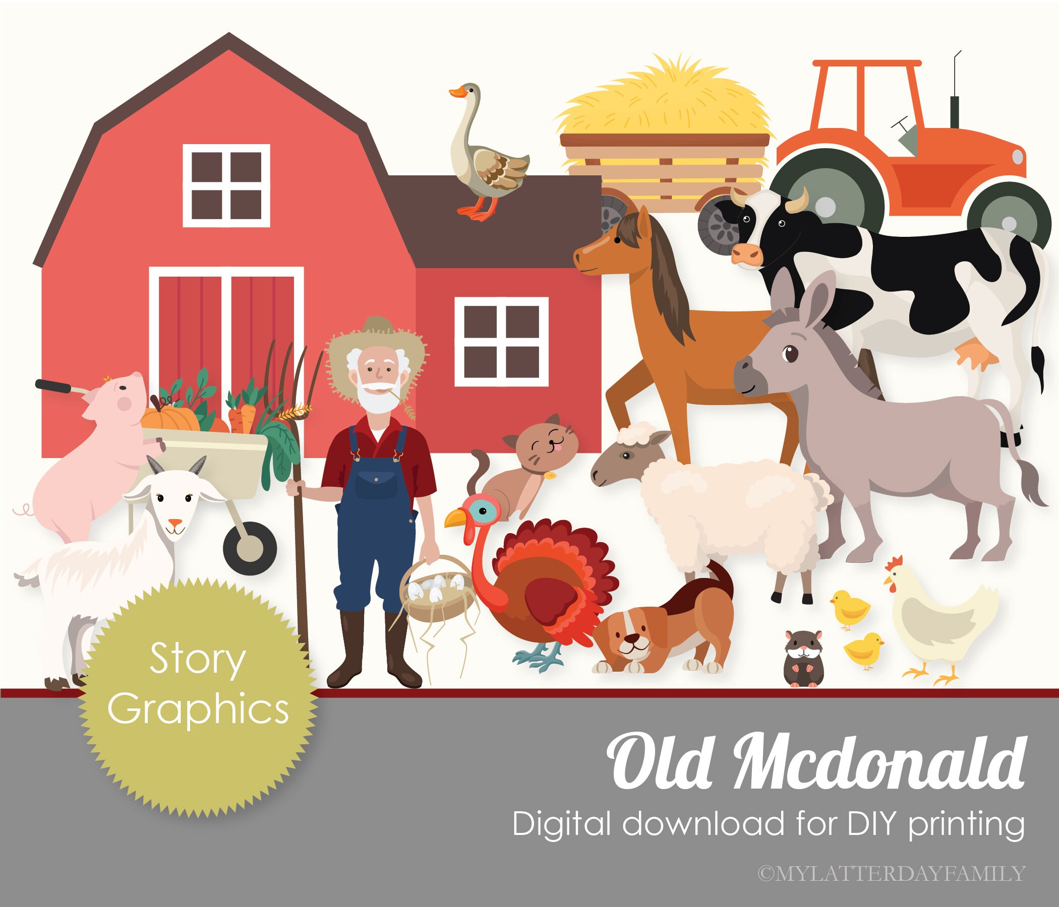 Old Mcdonald Song Graphics for Printable DIGITAL Instant Download ...