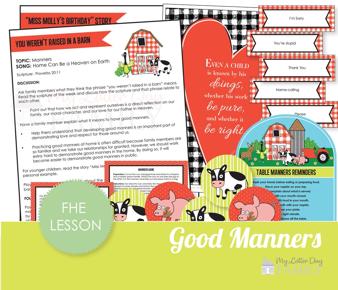 Manners - Lesson Plan DIGITAL Instant Download Family Home Evening ...