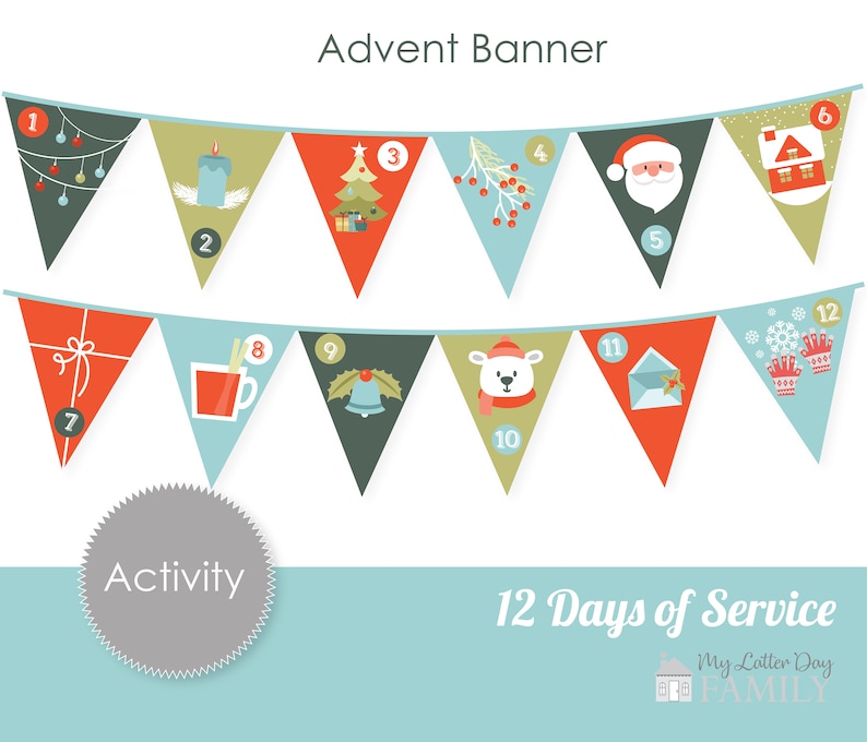Printable Advent Banner 12 Days of Service Christmas Advent - Etsy