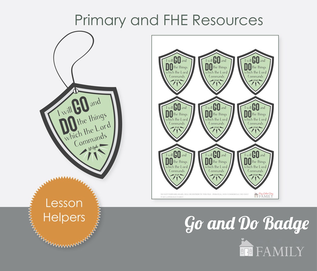 I Will Go and Do Badge Lesson Help, Come Follow Me Printable Resource ...
