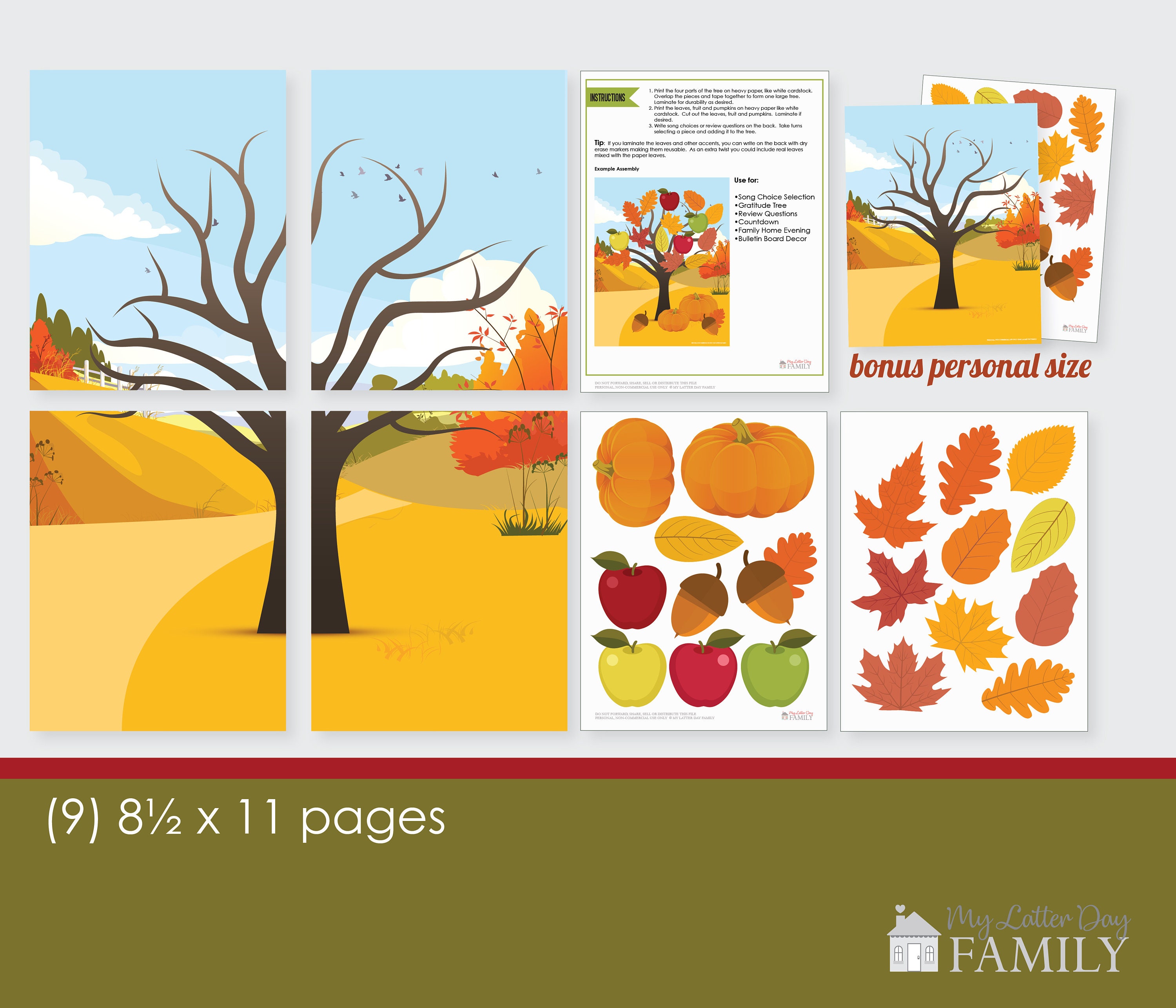 Printable Fall Activity Tree for Singing Time Song Choices, Lesson ...