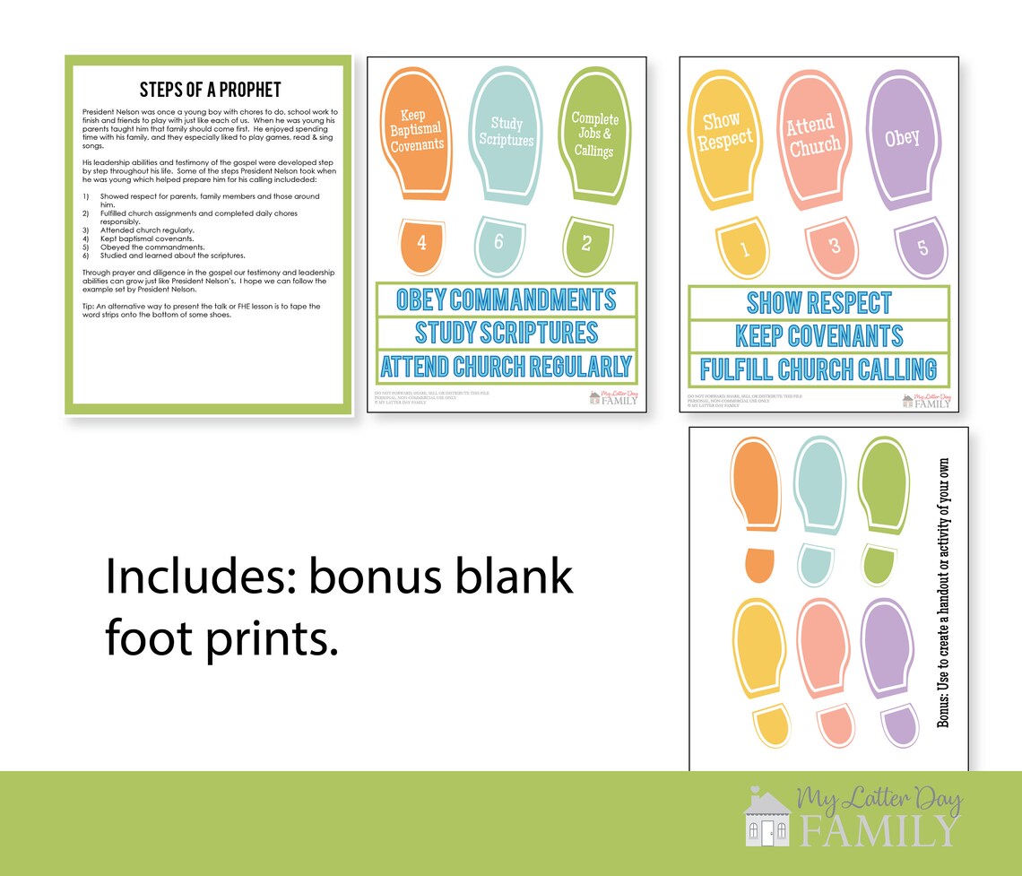 LDS Primary Talk Printable With Graphics Topic: Following the Footsteps ...