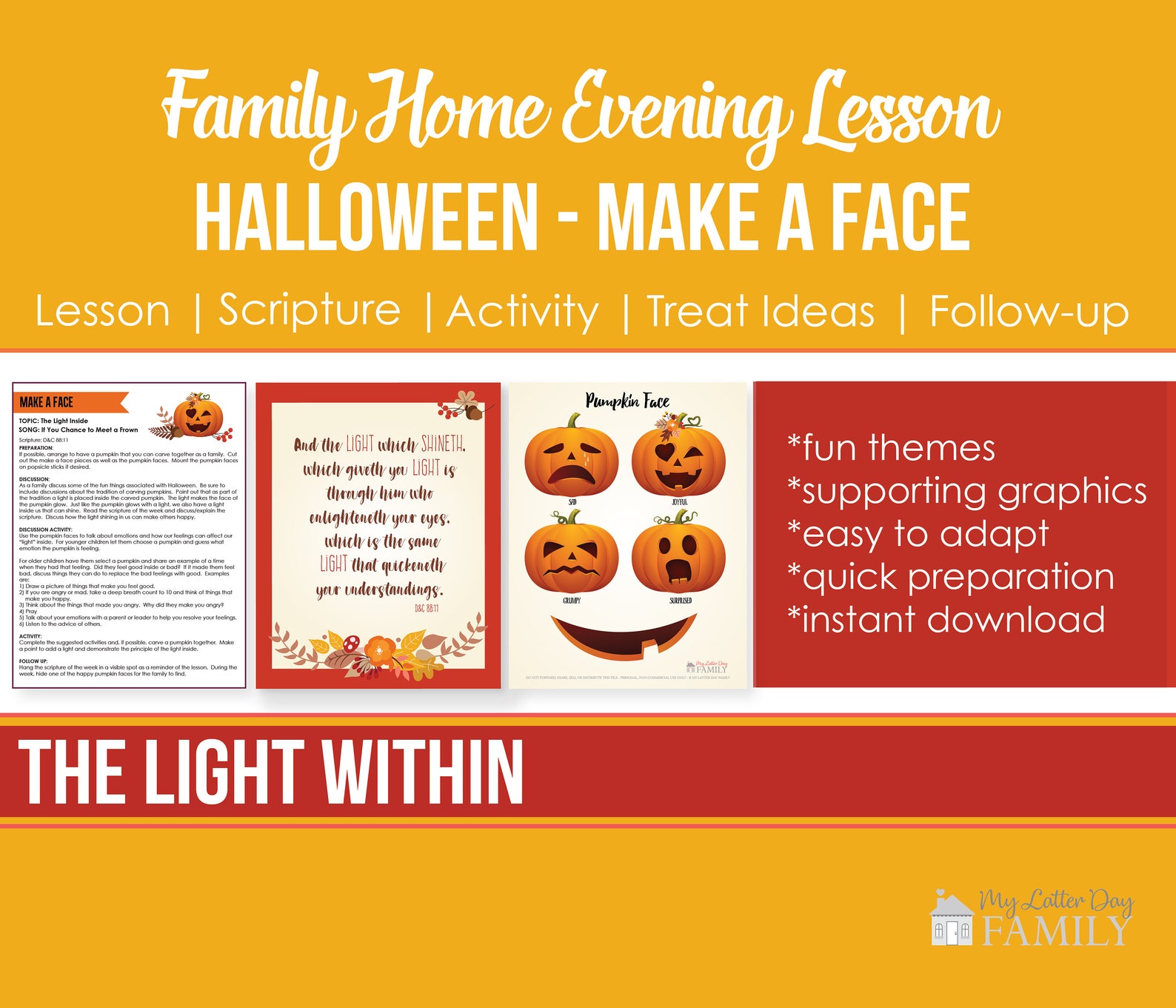 Family Home Evening Lesson Plan Halloween the Light Within Pumpkin ...