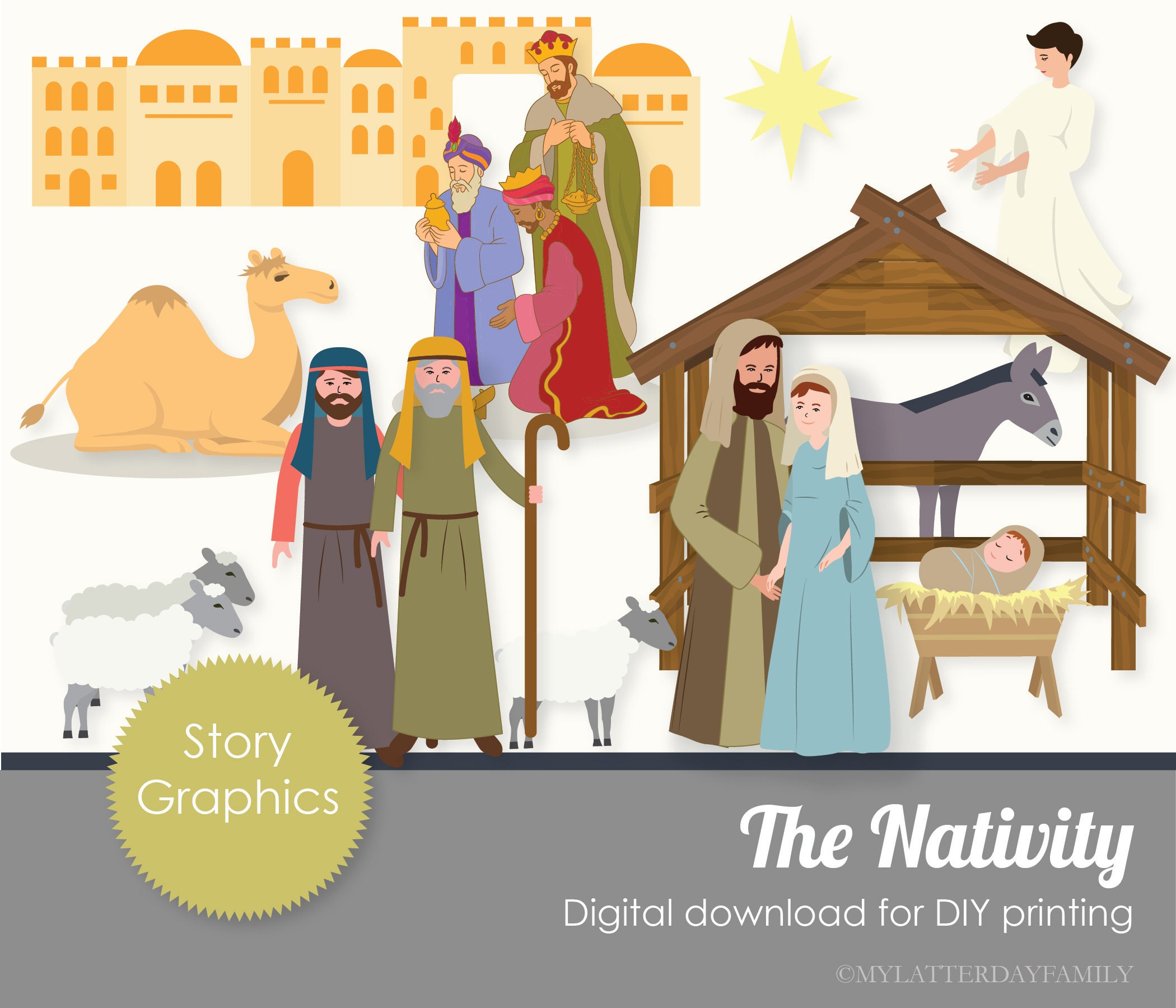 The Nativity Story Graphics, Printable DIGITAL Instant Download ...
