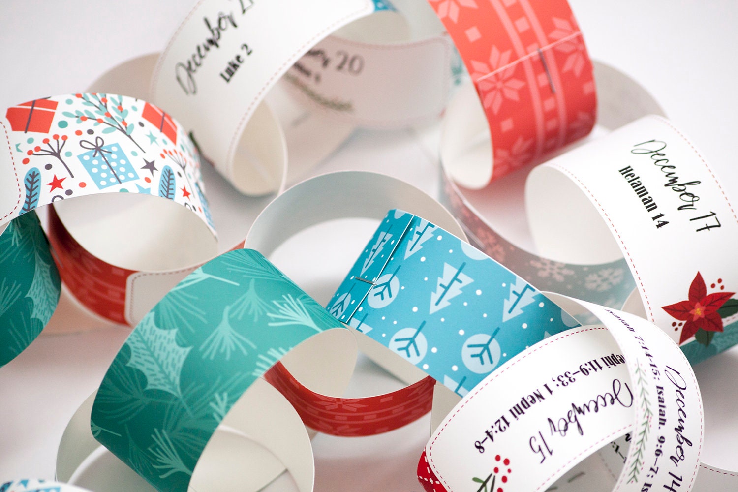 Printable Christmas Paper Chain Countdown, 12 Days of Christmas ...