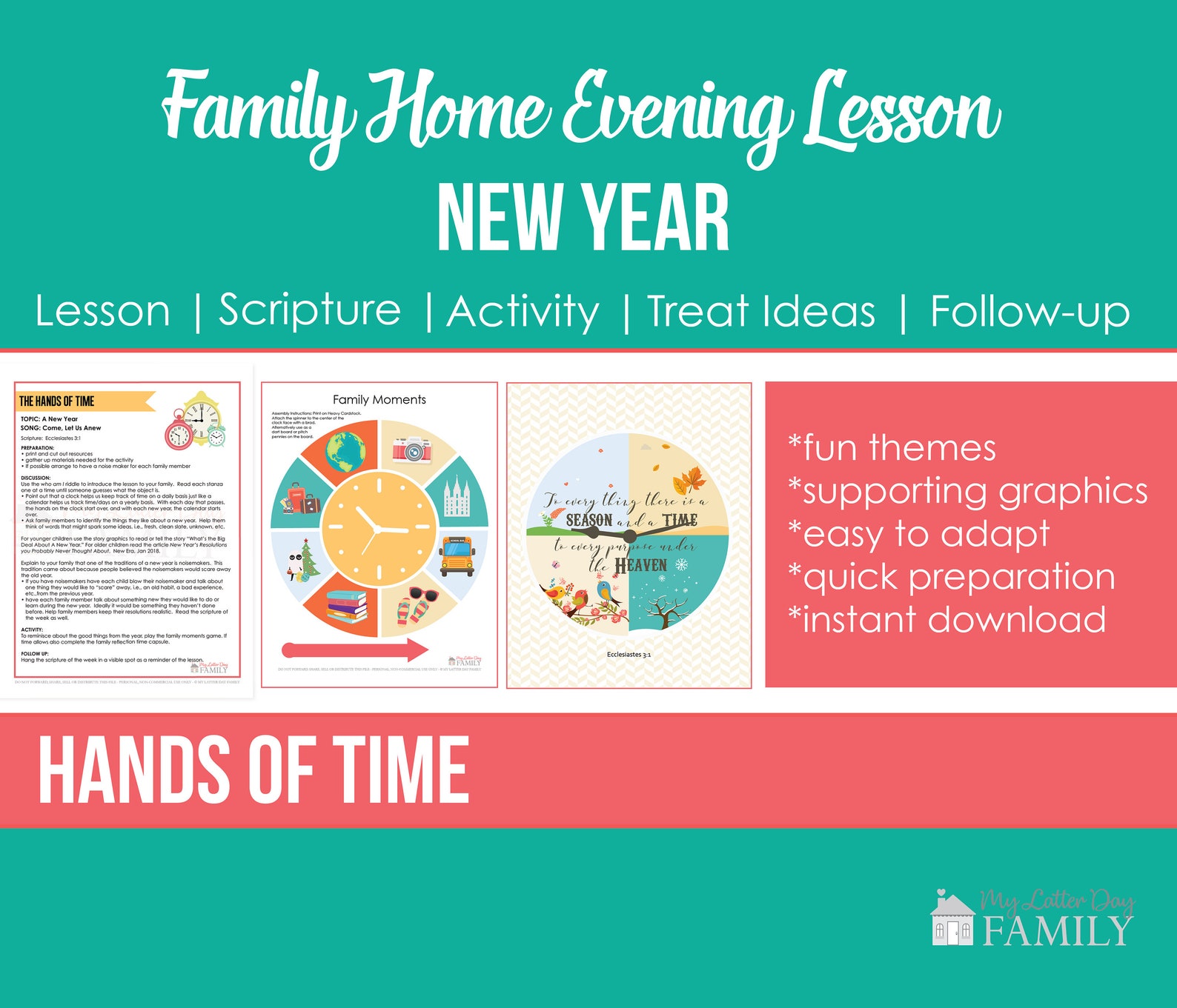 New Year Family Home Evening Lesson Plan Instant Printable Lesson Plan ...