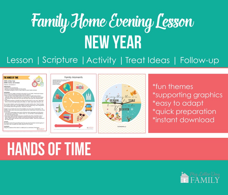New Year Family Home Evening Lesson Plan Instant Printable Lesson Plan ...
