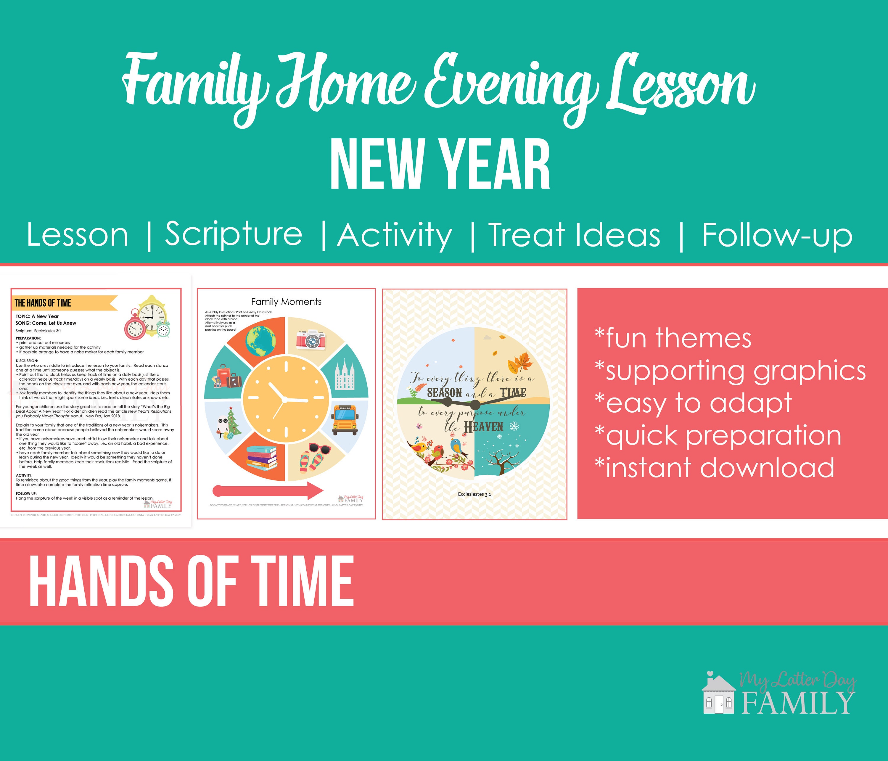 New Year Family Home Evening Lesson Plan Instant Printable Lesson Plan ...