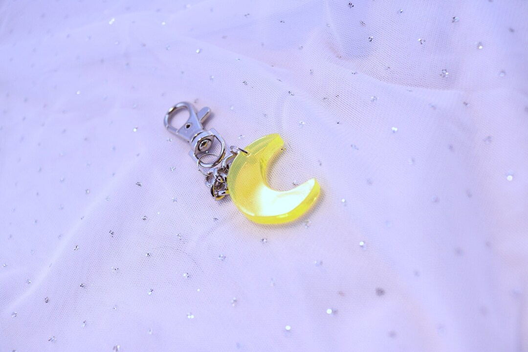 Flourescent Crescent Moon Keychain - Etsy