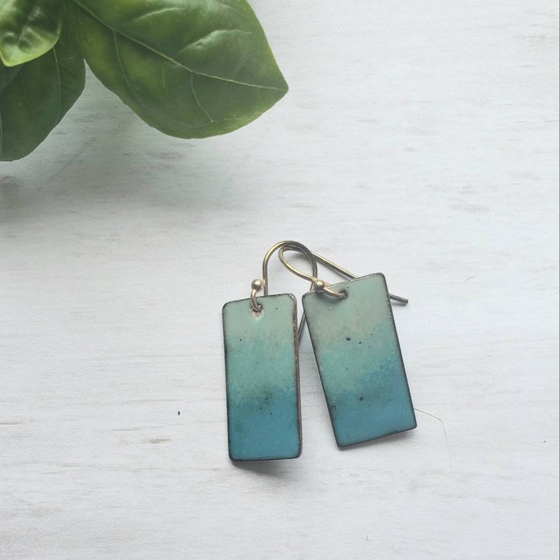 Blue Enamel Earrings - Etsy
