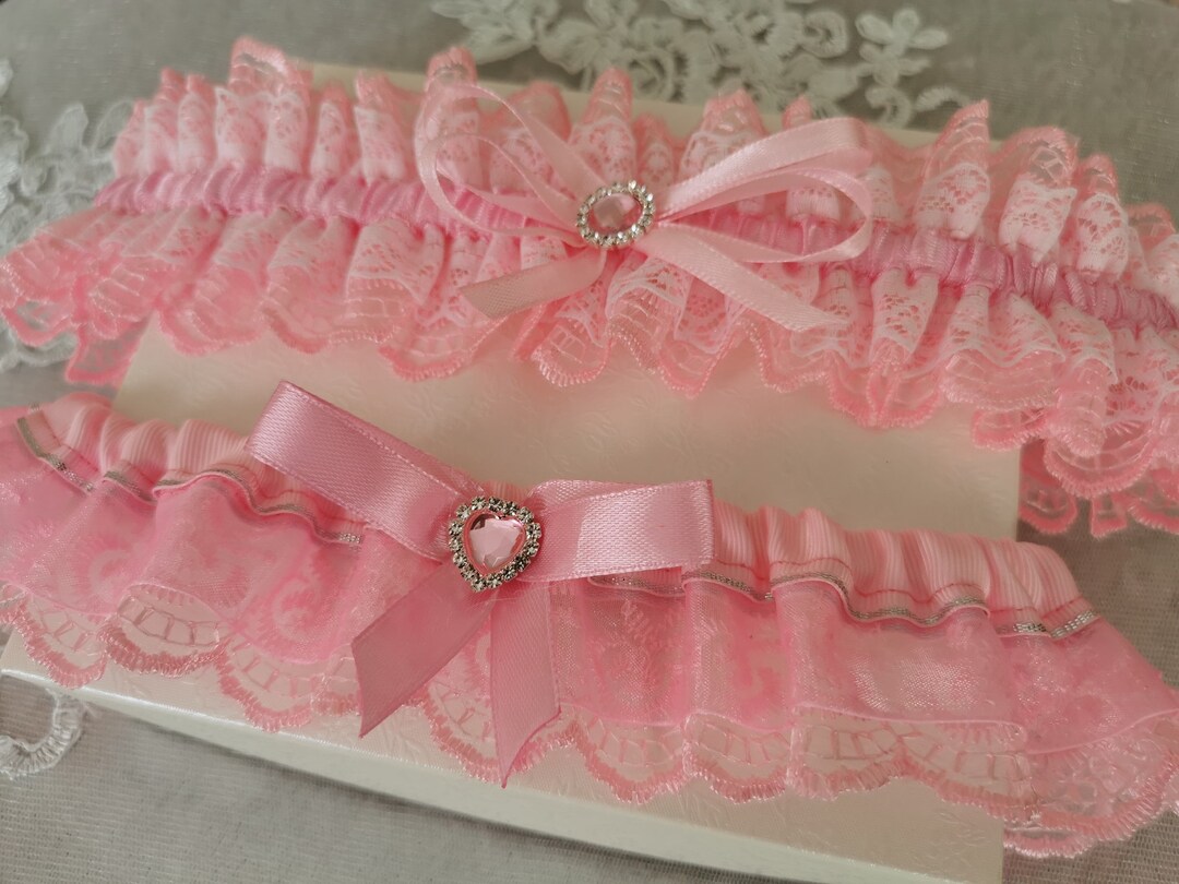 Pink Lace Bridal Garter Toss, Pink Wedding Garter, Handmade Garters ...