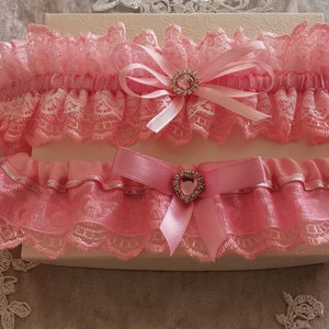 Pink Lace Bridal Garter Toss, Pink Wedding Garter, Handmade Garters ...