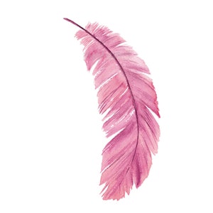 Set of 3 Feather Watercolor Painting Art Prints, Minimal Red Home Decor ...