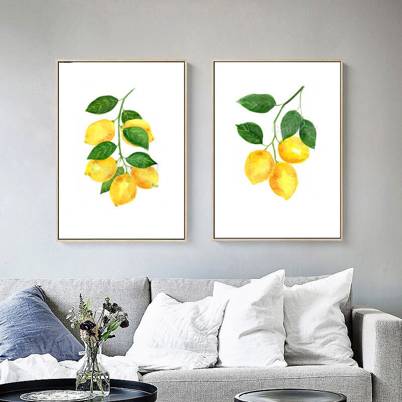 Set of 2 Lemon print of watercolour paintings lemons | Etsy