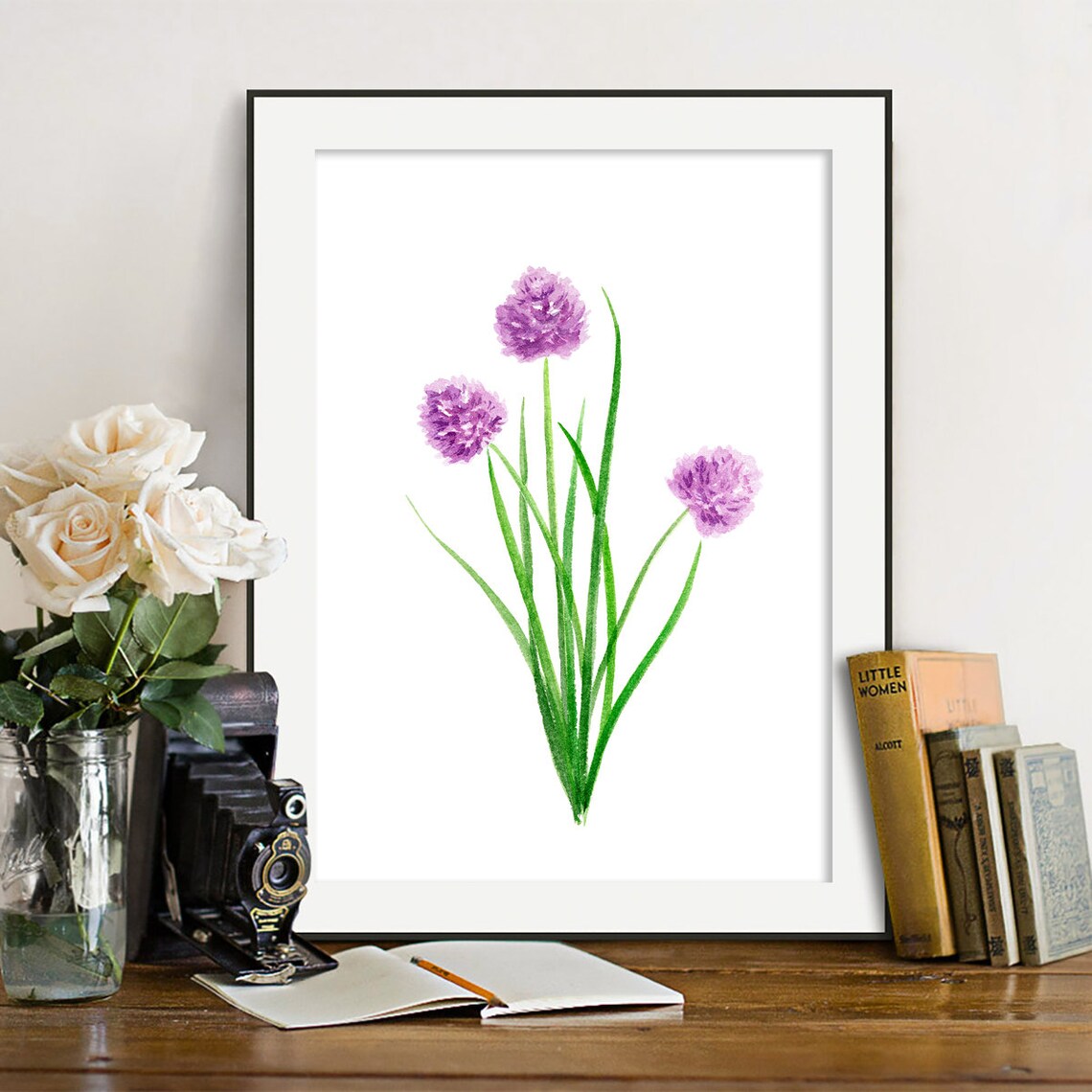 Set of 3 Herb Watercolor Painting Prints. Chives Lavender - Etsy