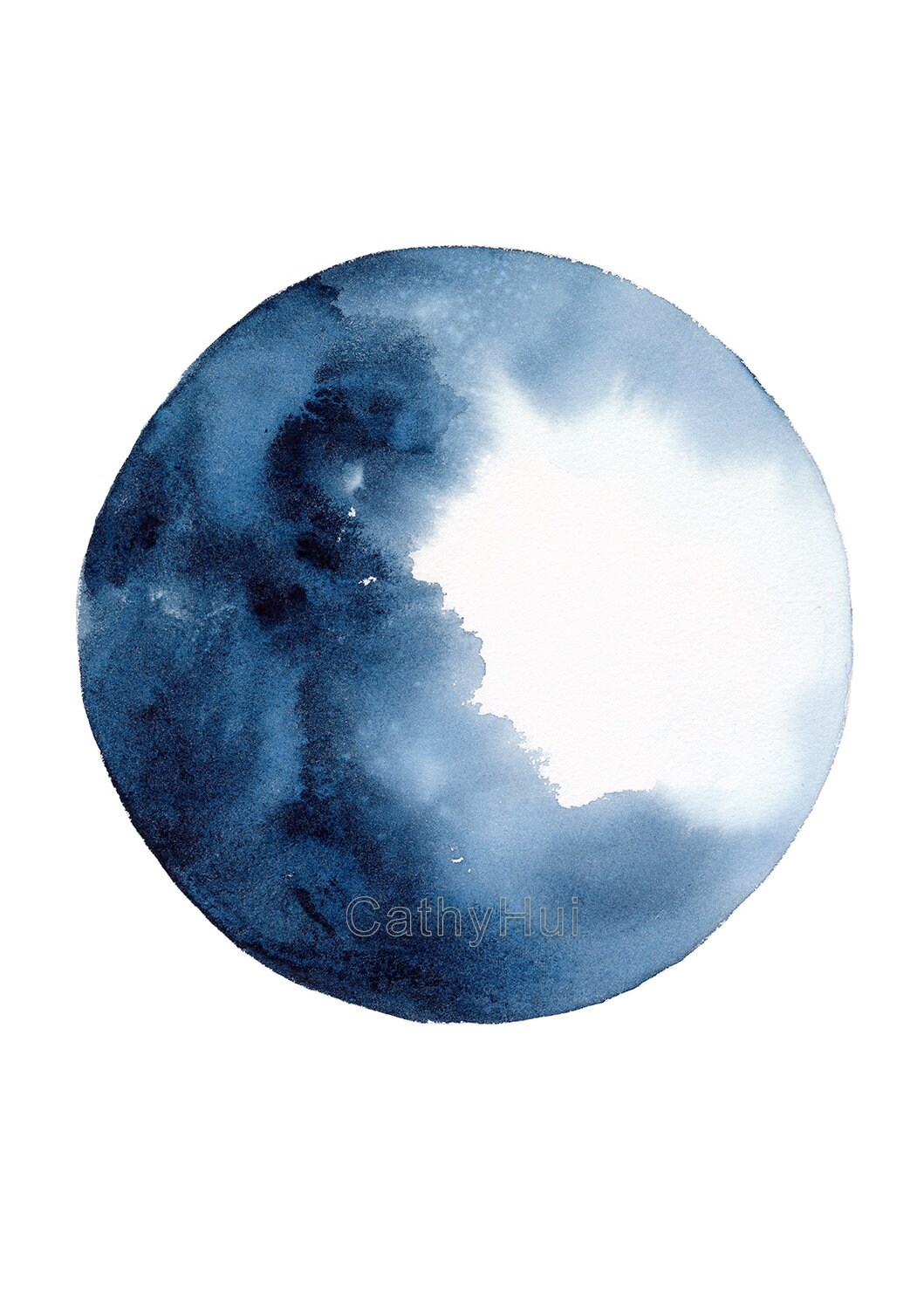 Blue Moon Watercolor Print, Lunar Phase Art, Celestial Wall Decor - Etsy