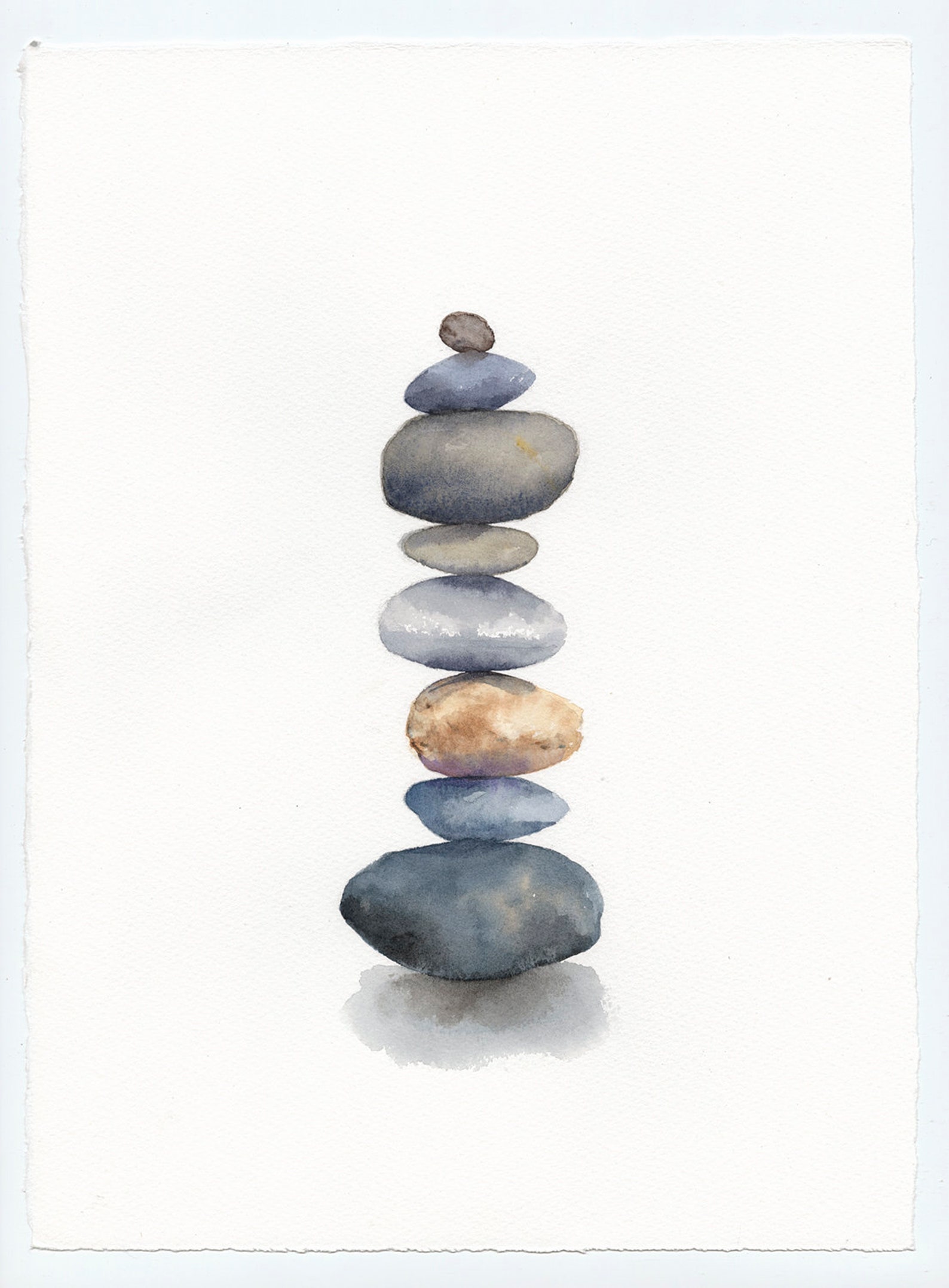 Set of 2 Art Prints Stacked Rocks Watercolour Paintings Zen | Etsy
