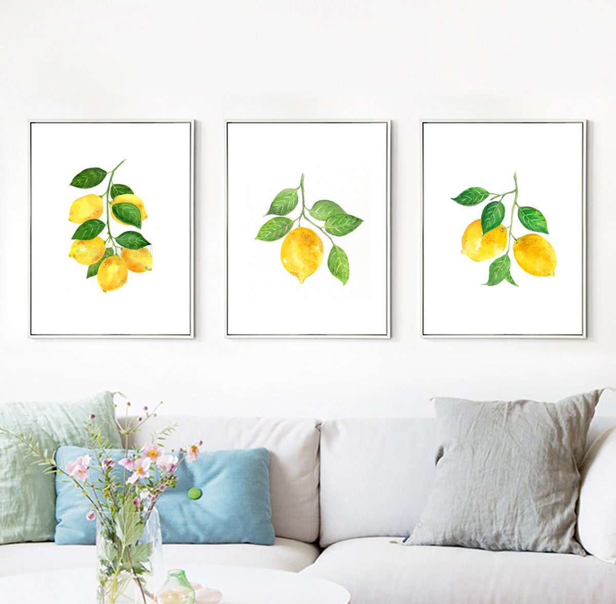 Set of 3 Lemon Prints Watercolour Paintings Lemons Painting | Etsy