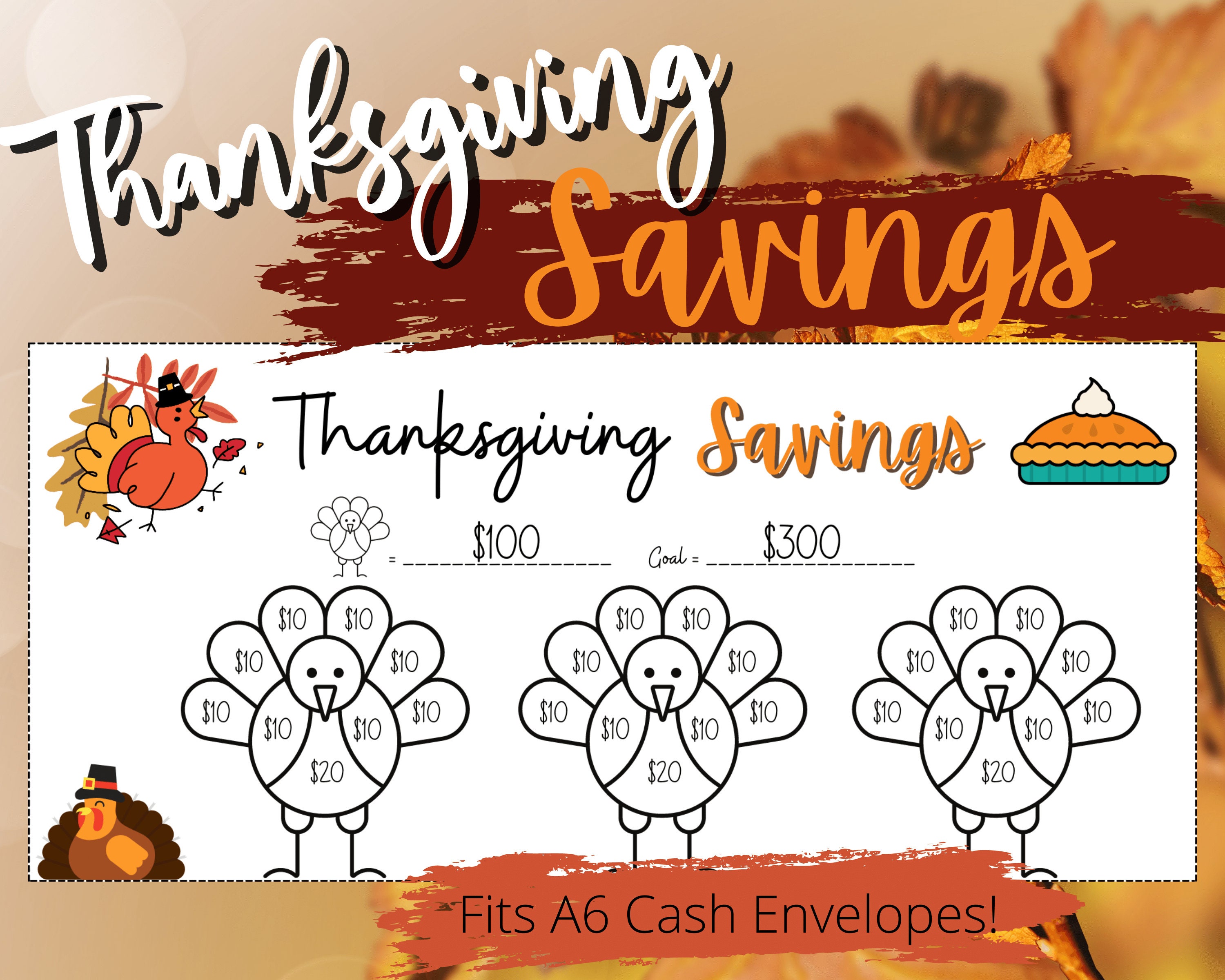 Thanksgiving Savings Mini Tracker for Cash Budgeting Fits - Etsy