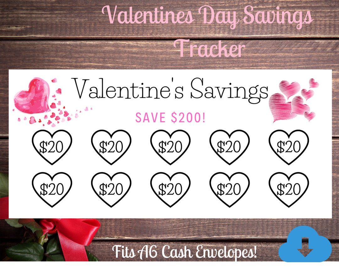 Valentines Day Savings Mini Tracker for Cash Budgeting Fits A6 ...