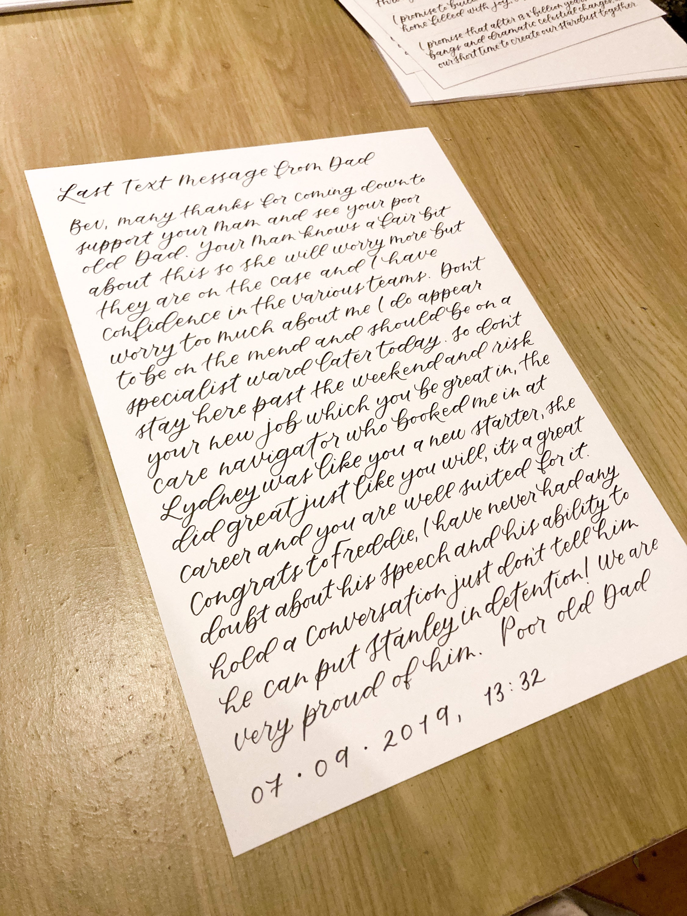 Handwritten Song Quotes