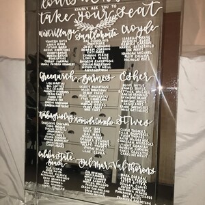 Mirror Table Plan / Seating Chart for Weddings / Custom / - Etsy UK