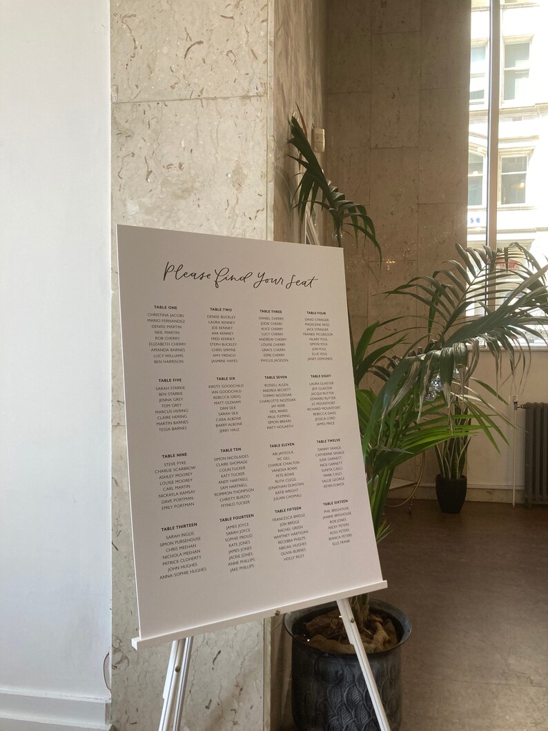 Minimal Design Wedding Table Plan With Calligraphy Title / - Etsy UK