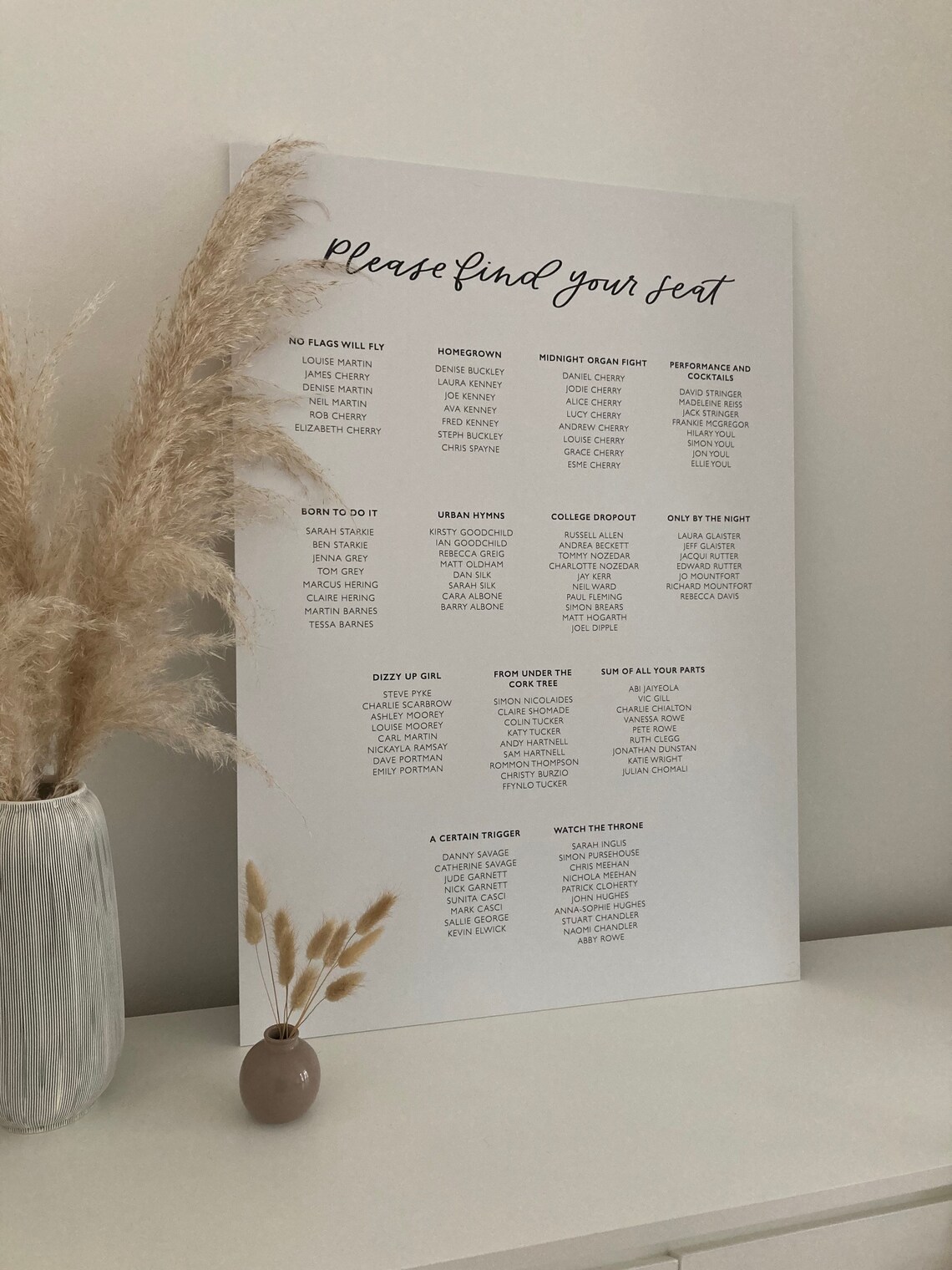 Minimal Design Wedding Table Plan With Calligraphy Title / - Etsy UK