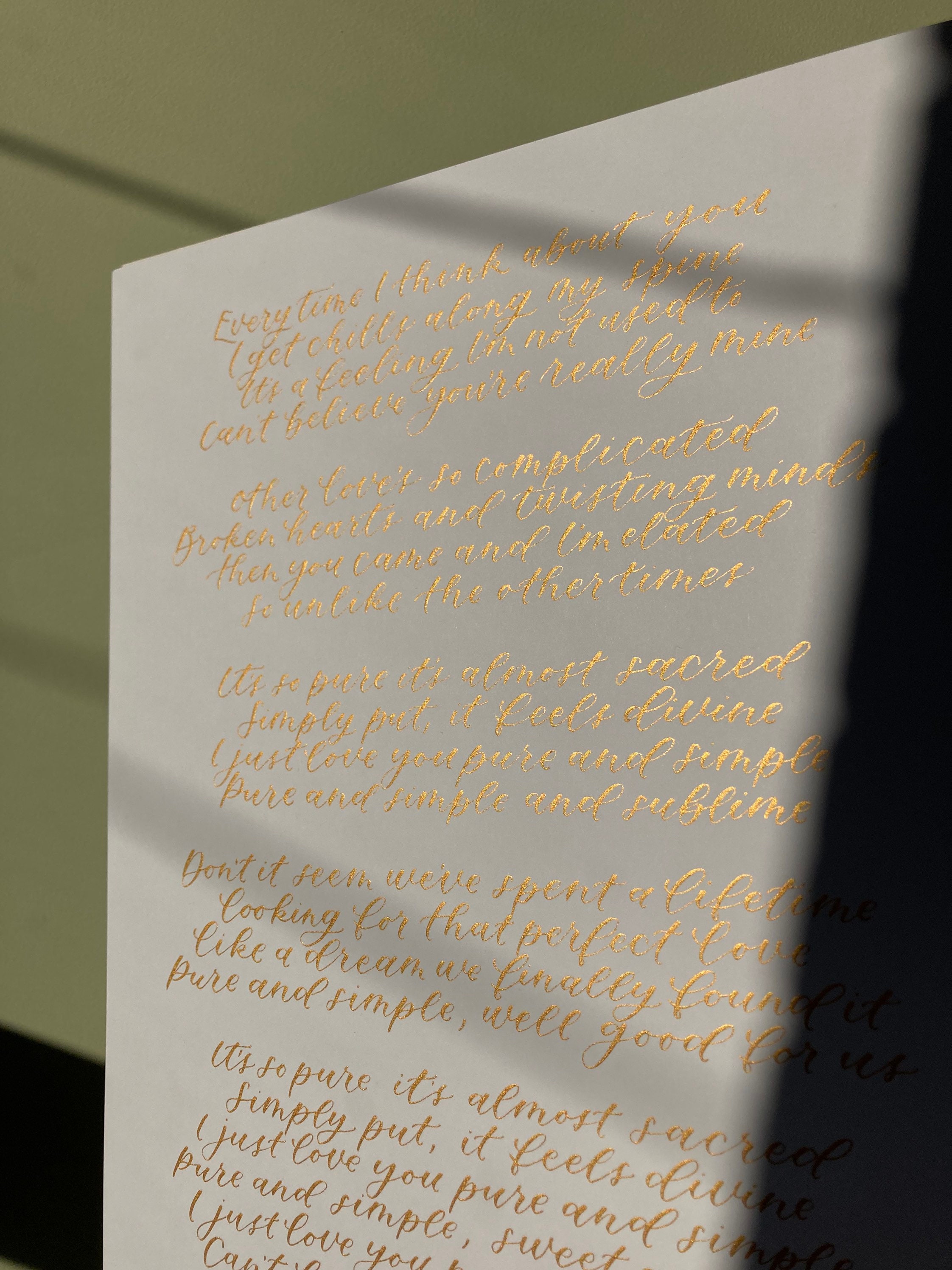 Custom Calligraphy / Handwritten Song Lyrics / Poem / Wedding - Etsy UK