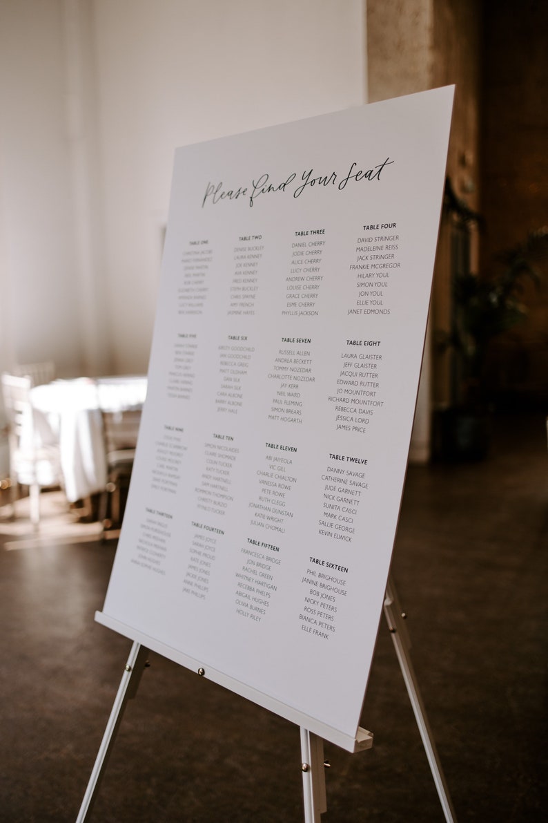 Minimal Design Wedding Table Plan With Calligraphy Title / - Etsy UK