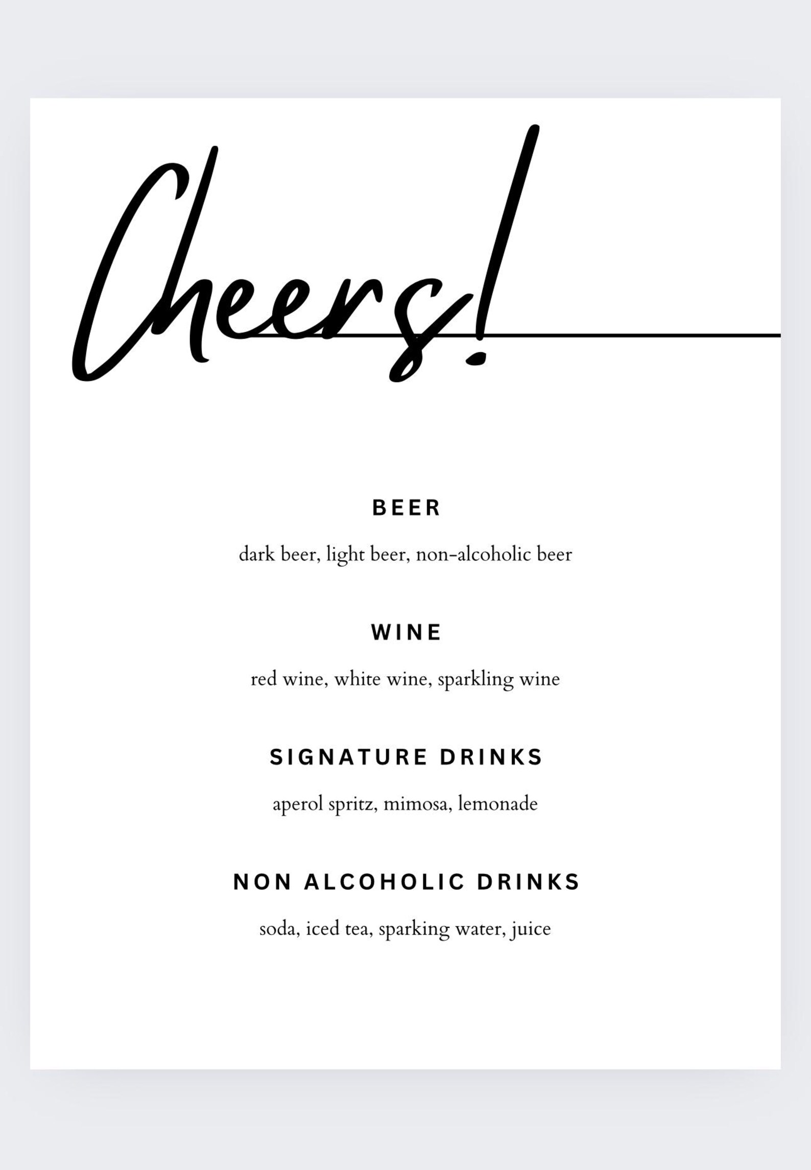 Simple Script Bar Menu Template - Etsy