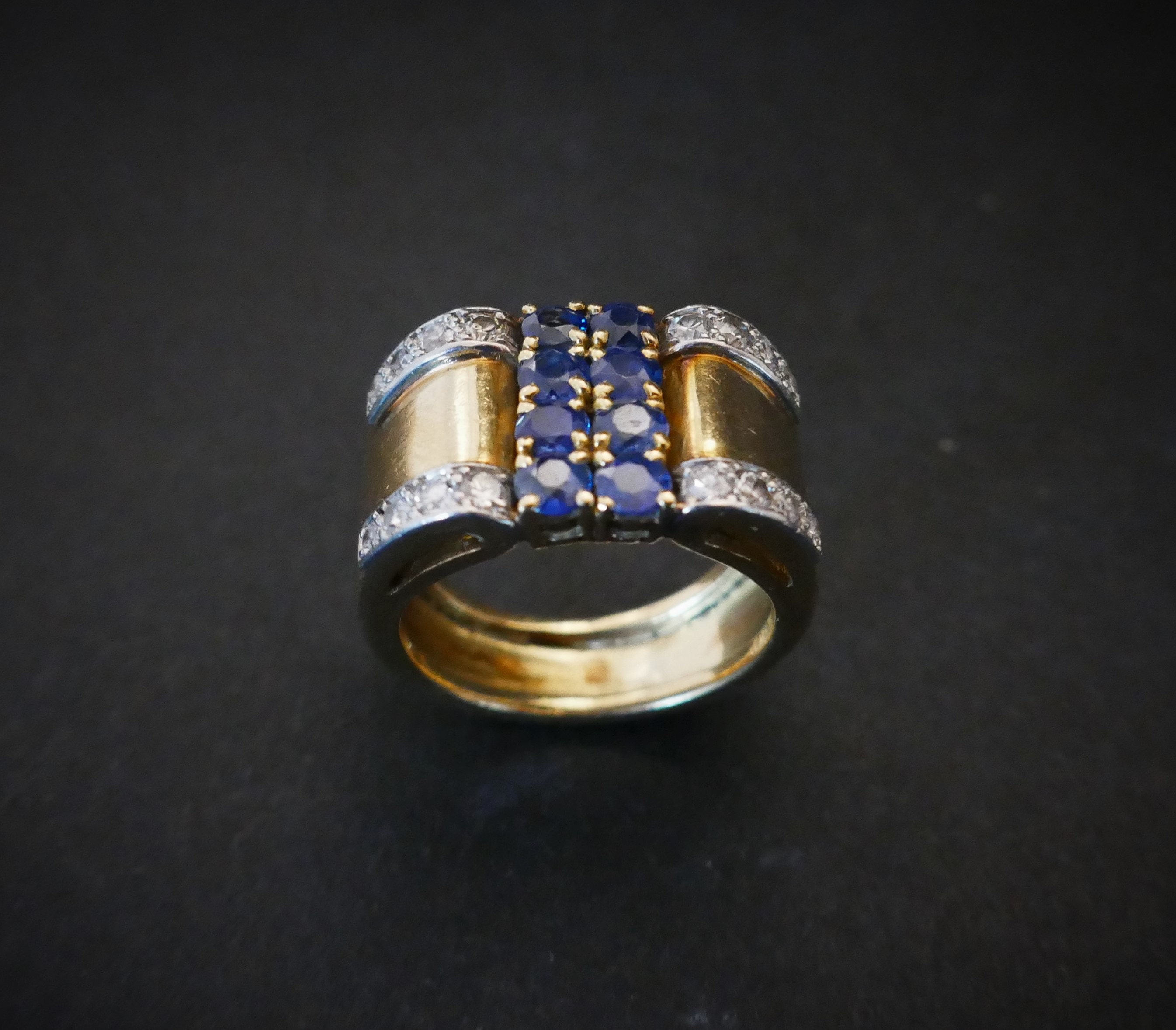 Sa, 18kpphires and Diamonds Tan Ring, French - Etsy