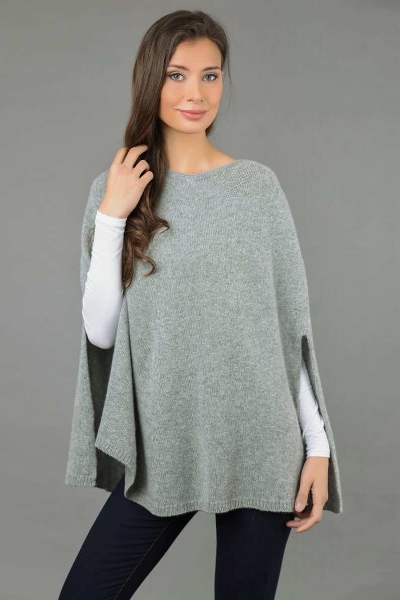 Poncho Cape Pure Cashmere Dress Plain Knitted 2ply Super Soft Luxury ...