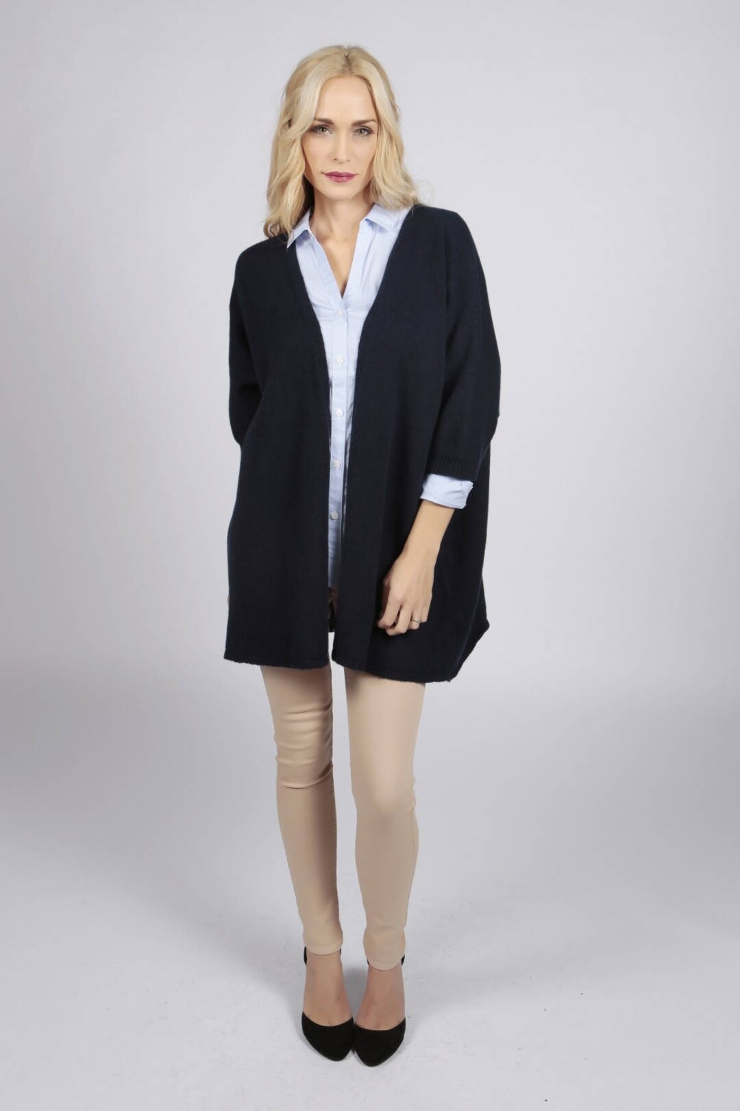Navy Blue Pure Cashmere Duster Cardigan - Etsy