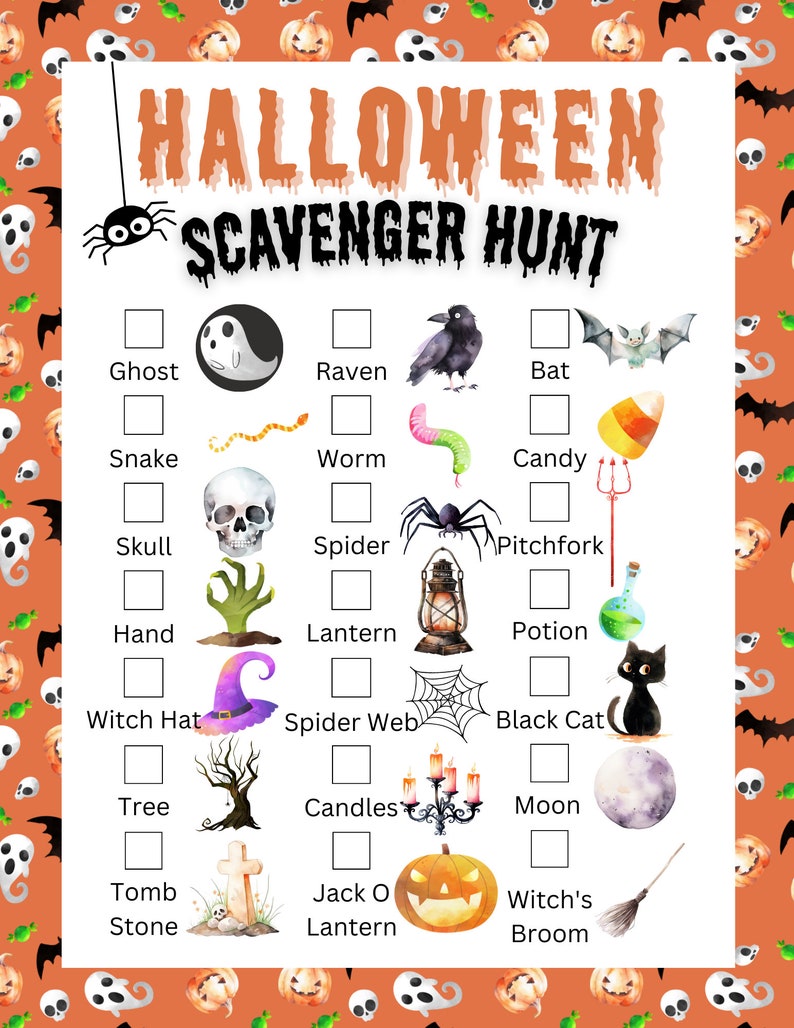 Halloween Printable Scavenger Hunt Customizable Editable Instant ...