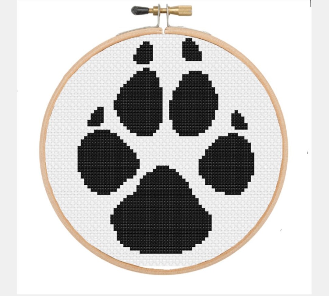5 Inch Cross Stitch Pattern Paw Print Home Decor PDF Download Printable ...