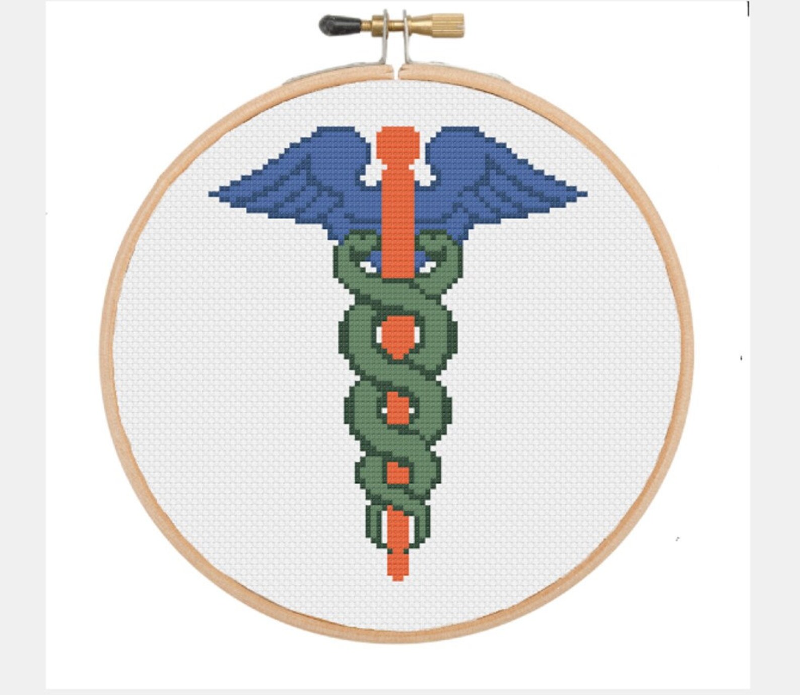 6 Inch Cross Stitch Pattern Caduceus Medical Professional Symbol With ...