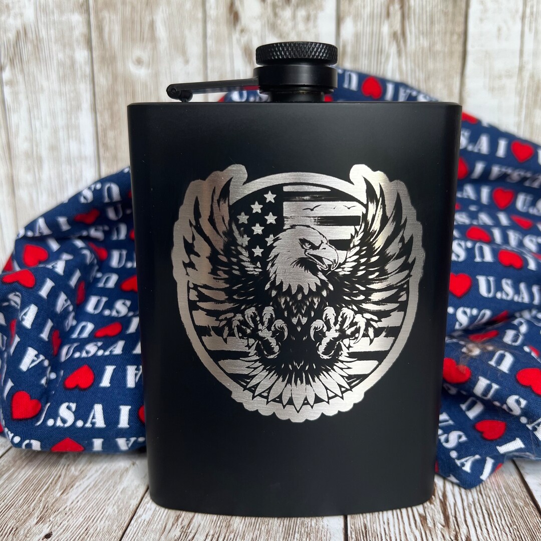 American Eagle Flask: Patriotic Stainless Steel Hip Flask, Veteran Gift ...