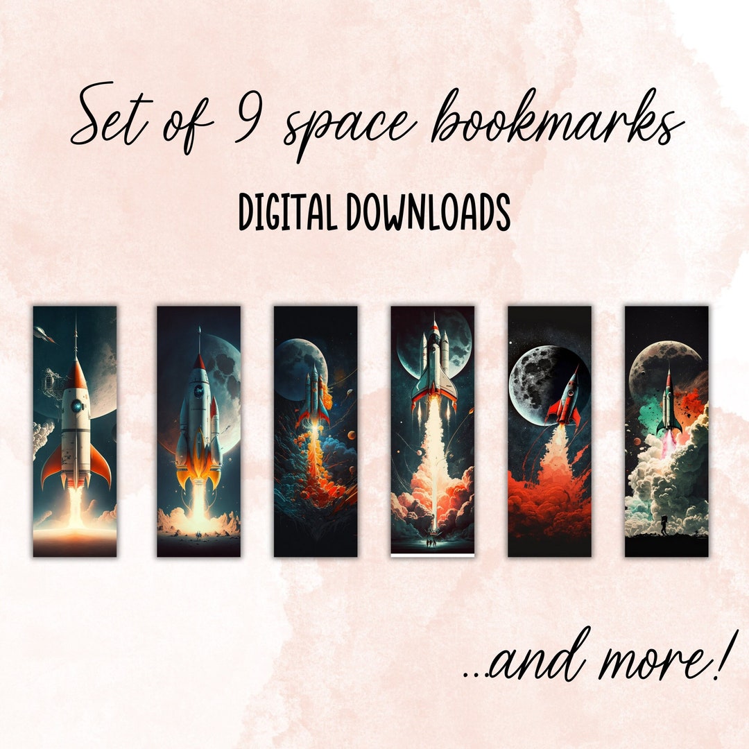 Rocket Bookmark Set Printable Space-themed Bookmarks Set of - Etsy