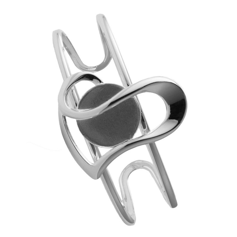 Silver Plated Offset Heart Design Bangle With 20mm Pad - Etsy