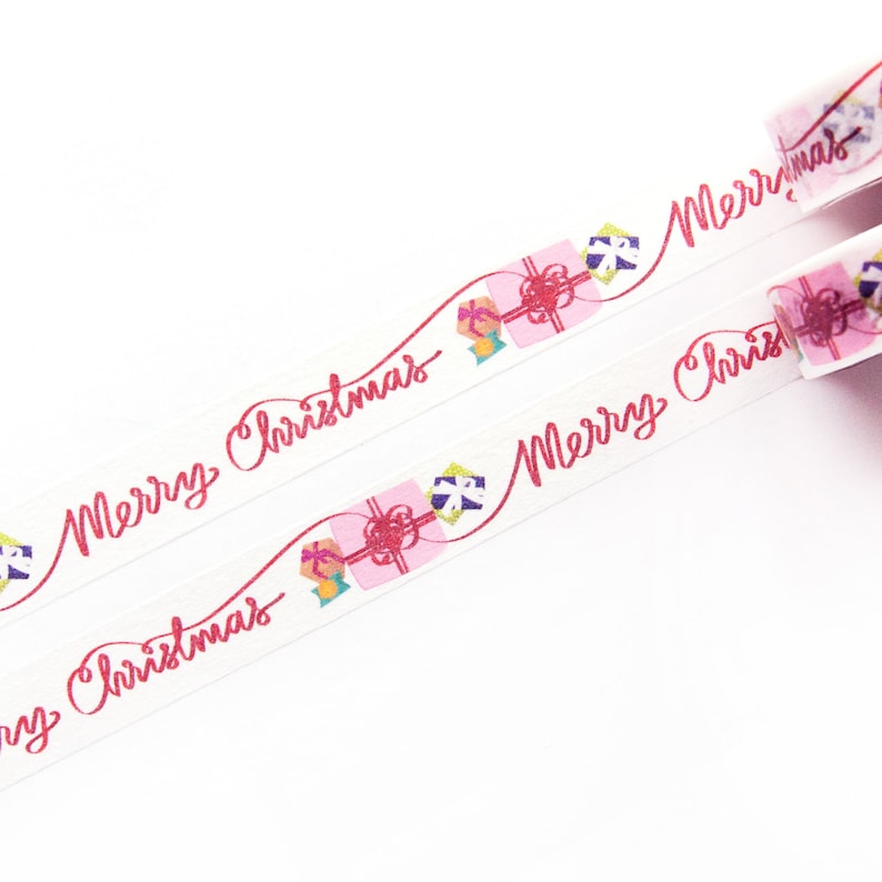 Merry Christmas Washi Tape 15mmx10m - Gifts With Red Ribbon Holiday ...