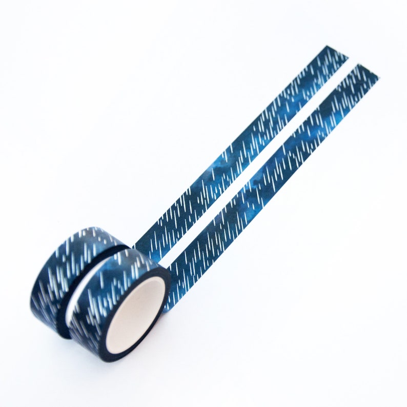 Stormy Weather Silver Foiled Washi Tape 15mm X 10m Dark Blue - Etsy