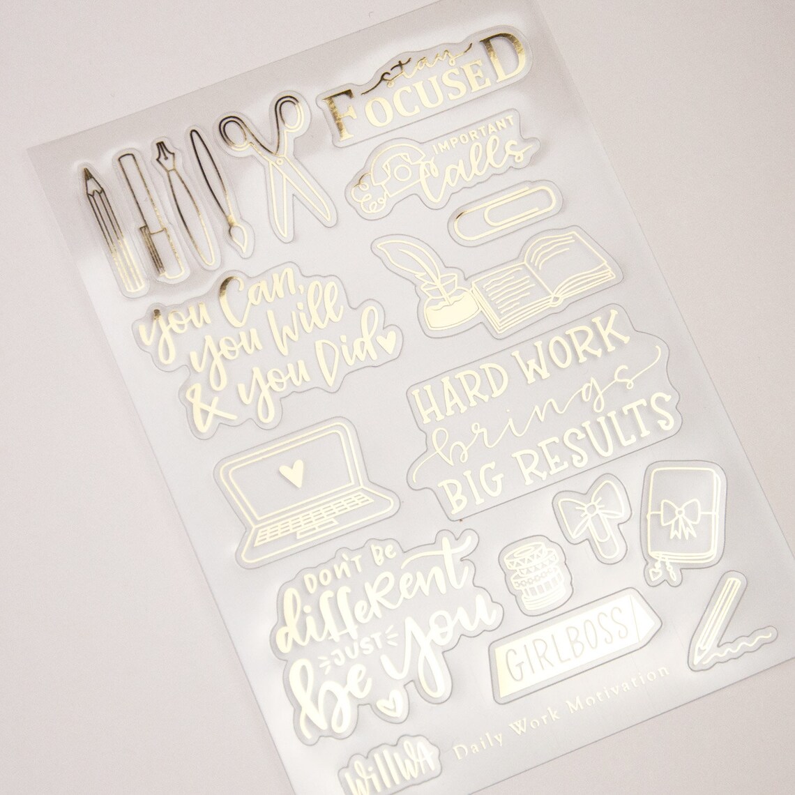 Daily Work Motivation Gold Foil Sticker Sheet Motivationaly | Etsy