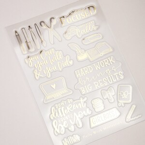 Daily Work Motivation Gold Foil Sticker Sheet Motivationaly Quotes and ...