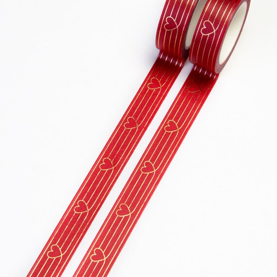 Red Heart to Heart 15mm X 10m Washi Tape Gold Foil Hearts | Etsy