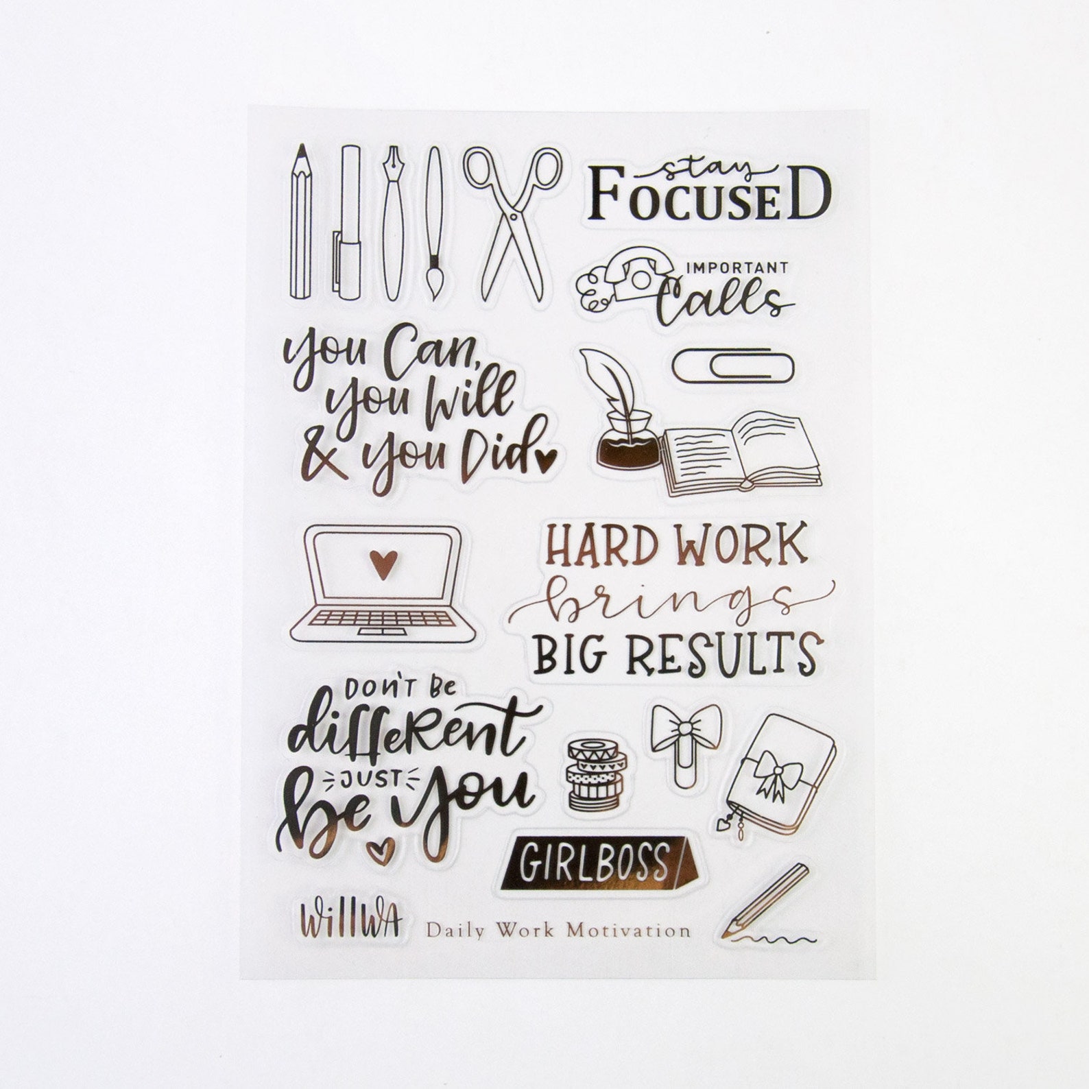 Daily Work Motivation Gold Foil Sticker Sheet Motivationaly | Etsy