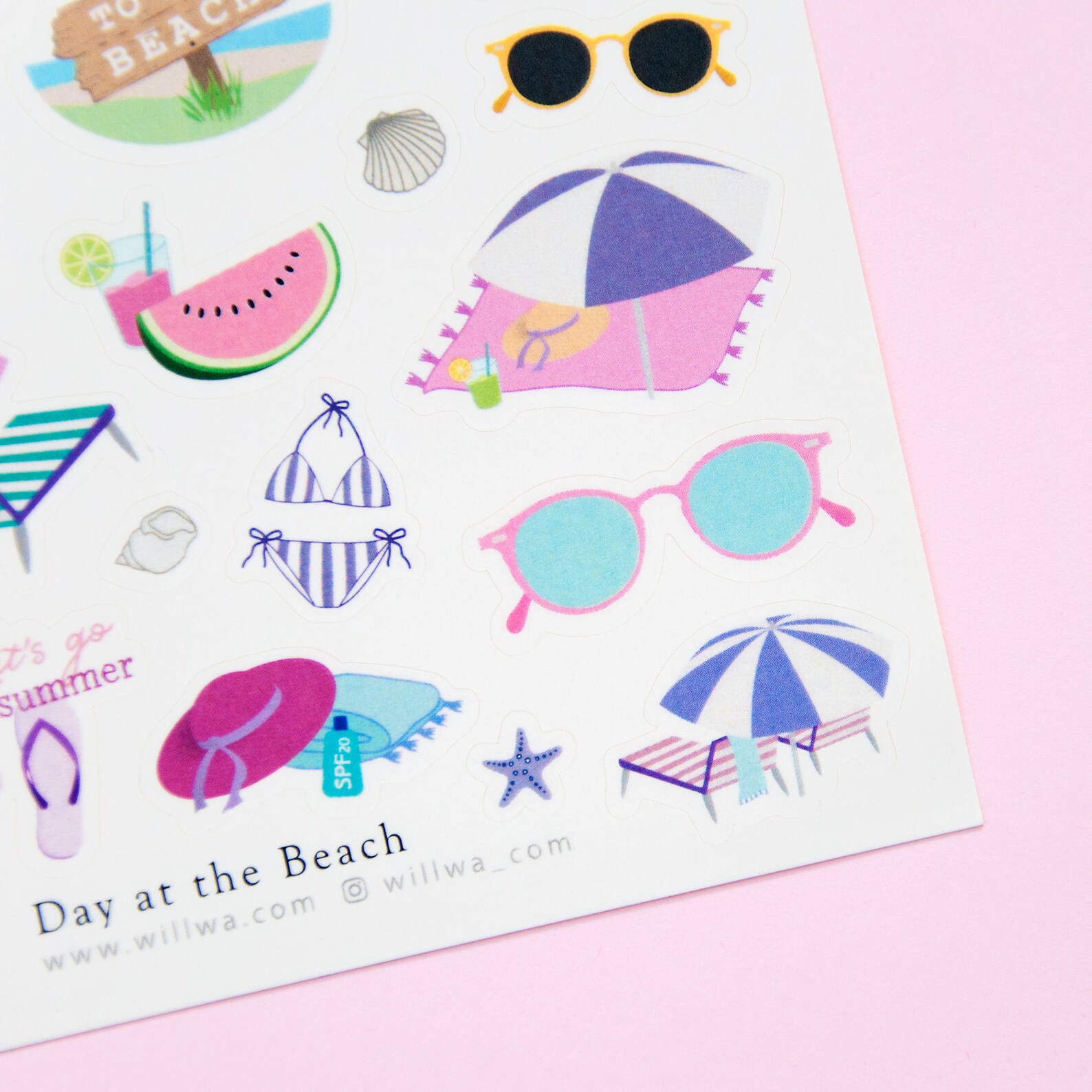 Day at the Beach Deco Stickers - Summer and Beach Sticker Sheet ...